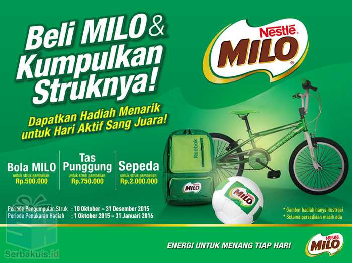 Promo Milo Berhadiah Langsung Sepeda, Tas & Bola Promo Milo Berhadiah Langsung Sepeda, Tas & Bola